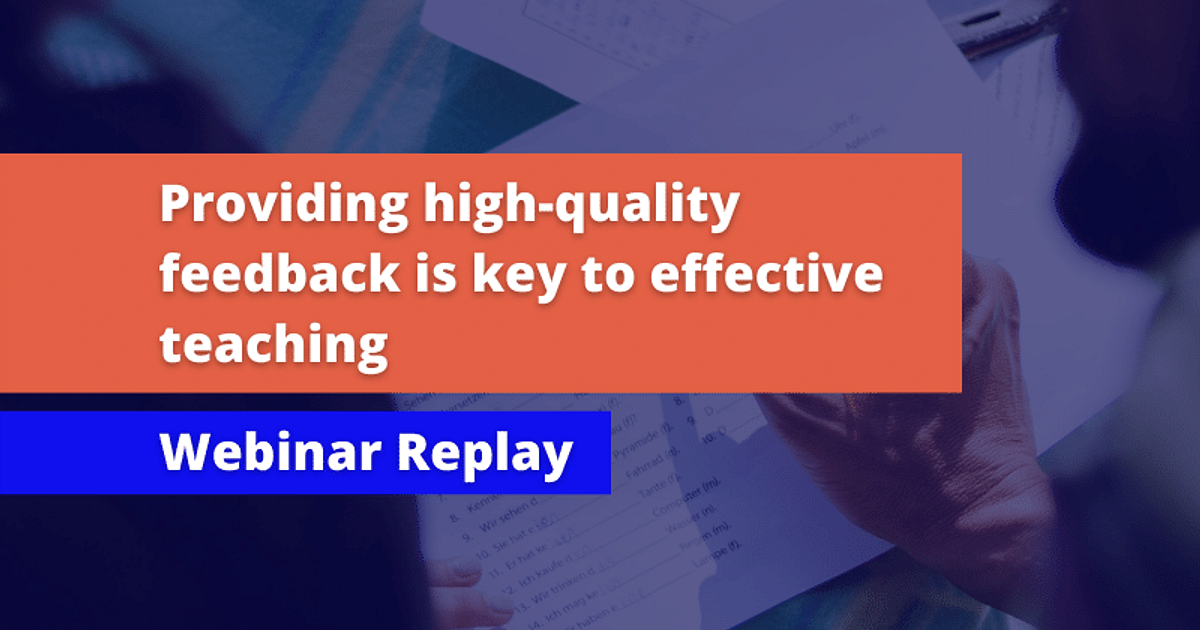 Feedback to increase student learning | E4L Feedback to increase student learning | E4L