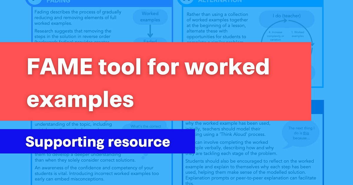 FAME tool for worked examples | E4L